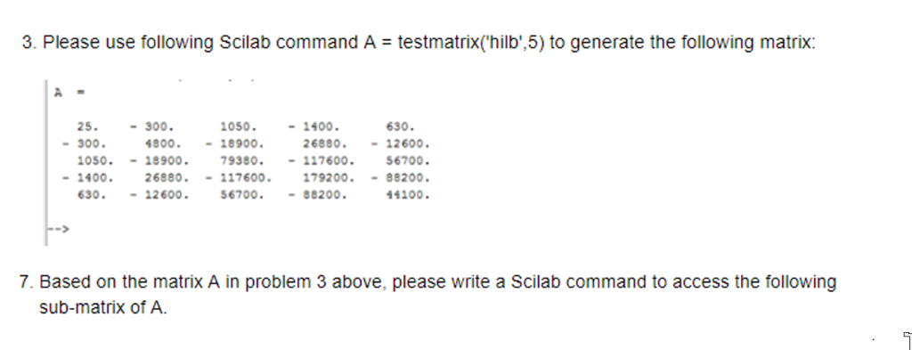 3. Please use following Scilab command A- | Chegg.com