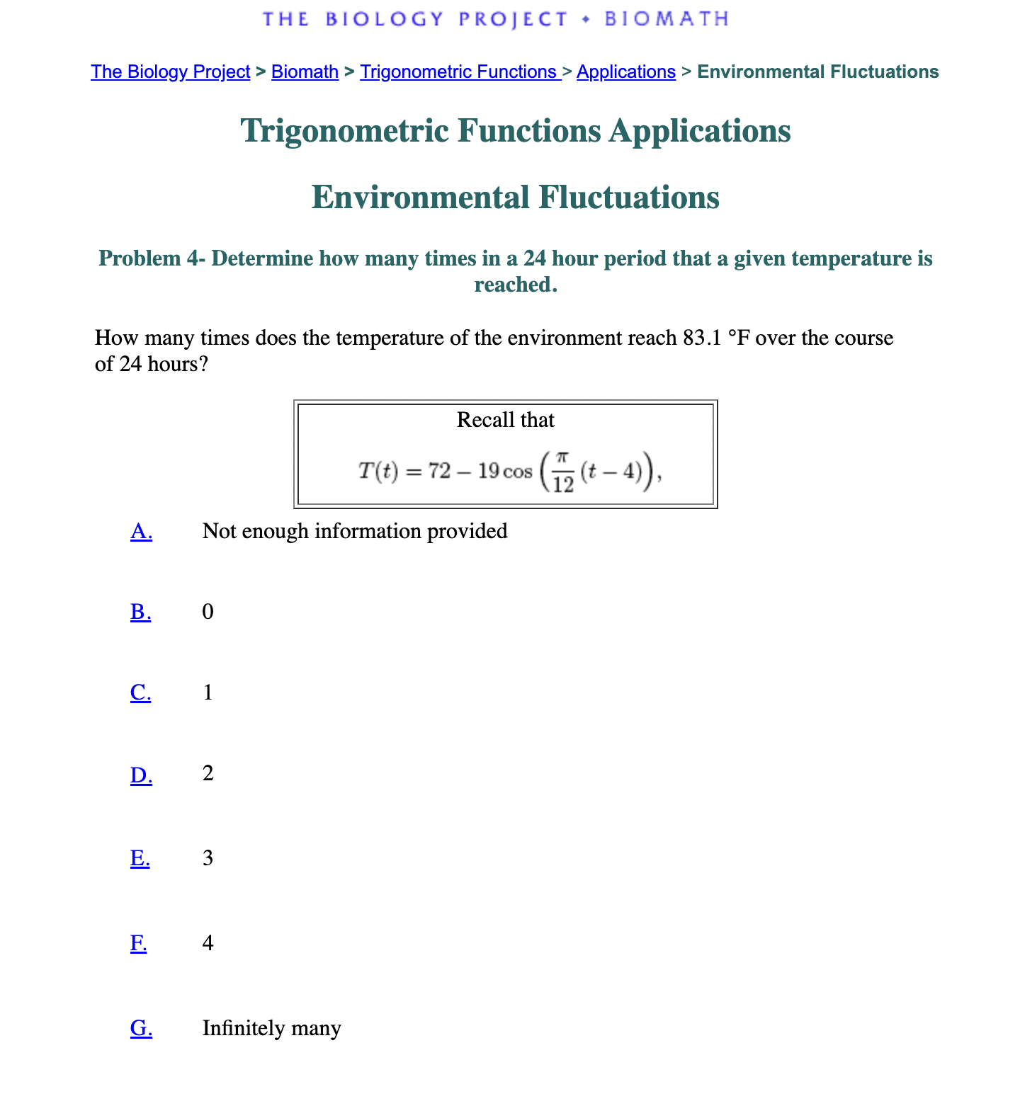 Solved Trigonometric Functions Applications Environmental