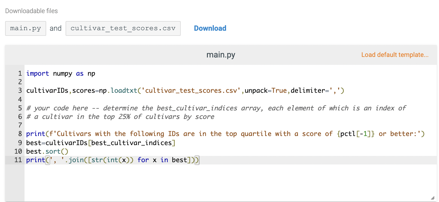 8.9 LAB: Numpy: Percentiles Imagine you are | Chegg.com