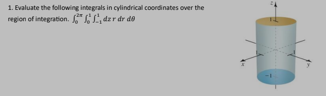 Solved 1. Evaluate the following integrals in cylindrical | Chegg.com