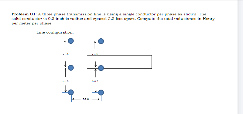 Solved Problem 01: A three phase transmission line is using | Chegg.com