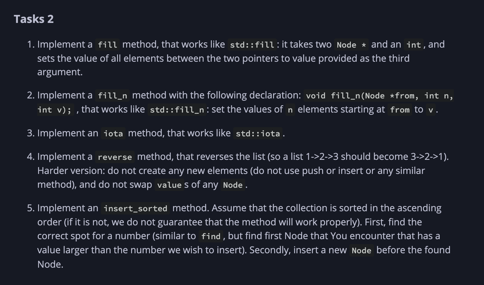 Solved Tasks 2 1. Implement a fill method, that works like | Chegg.com