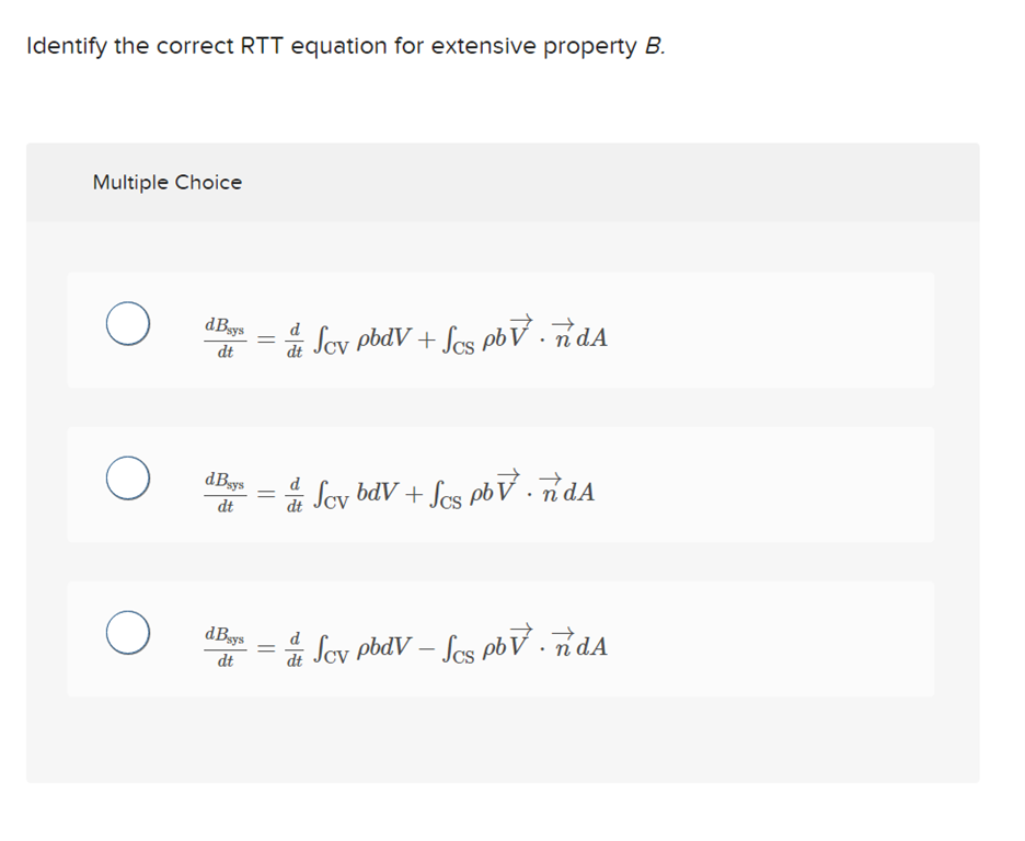 Solved Identify the correct RTT equation for extensive | Chegg.com