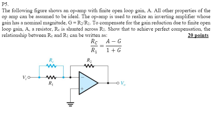 Solved P5. The following figure shows an op-amp with finite | Chegg.com