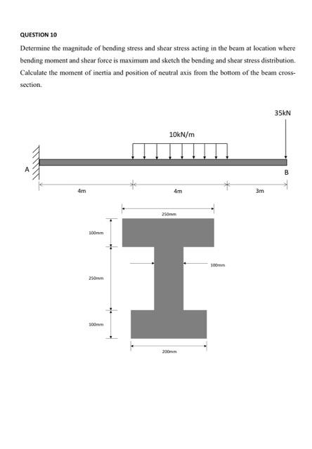 [Solved]: QUESTION 10 Determine the magnitude of bending s
