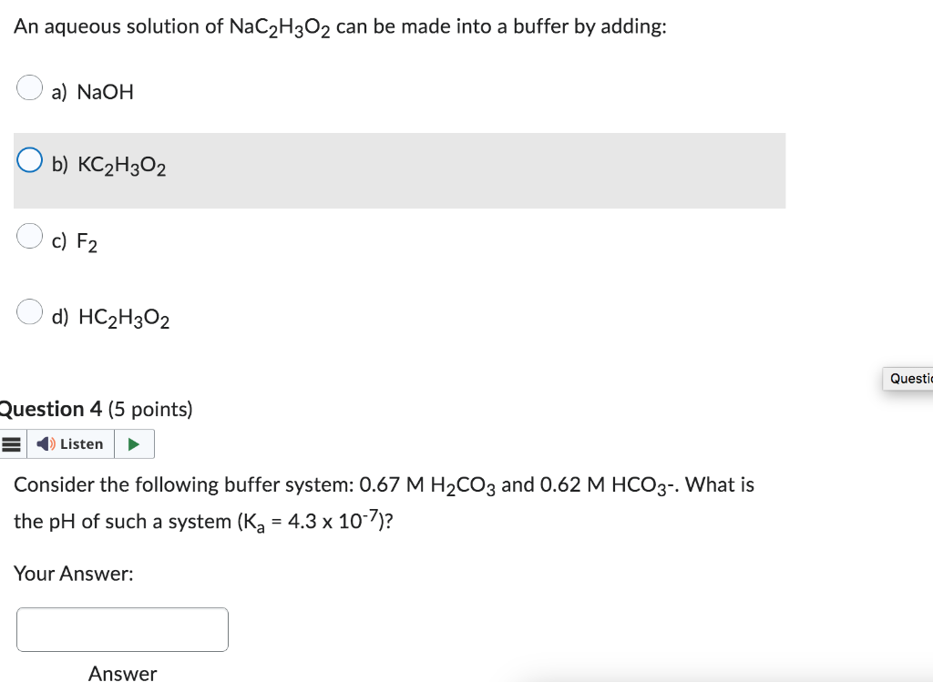 Solved An aqueous solution of NaC2H3O2 can be made into a | Chegg.com