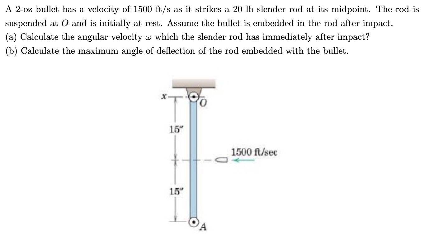 A 2−oz bullet has a velocity of 1500ft/s as it | Chegg.com