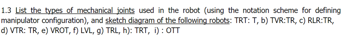 Solved 1.3 List the types of mechanical joints used in the | Chegg.com