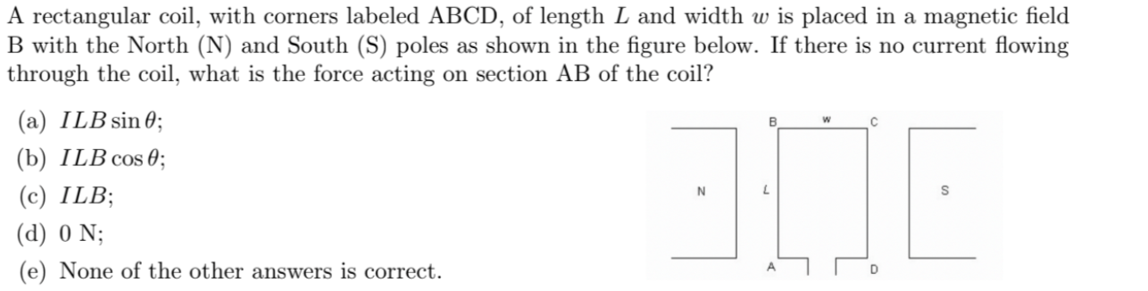 Solved B A rectangular coil, with corners labeled ABCD, of | Chegg.com