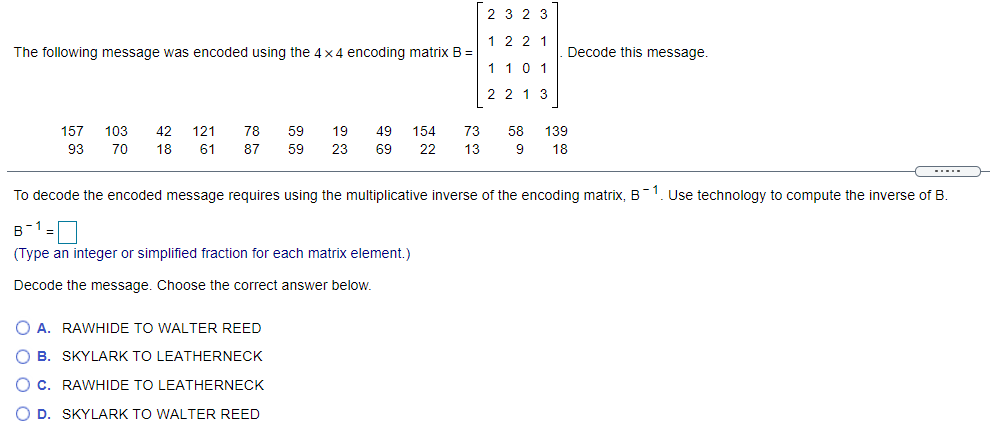 Solved 2 3 2 3 1 2 2 1 The Following Message Was Encoded 
