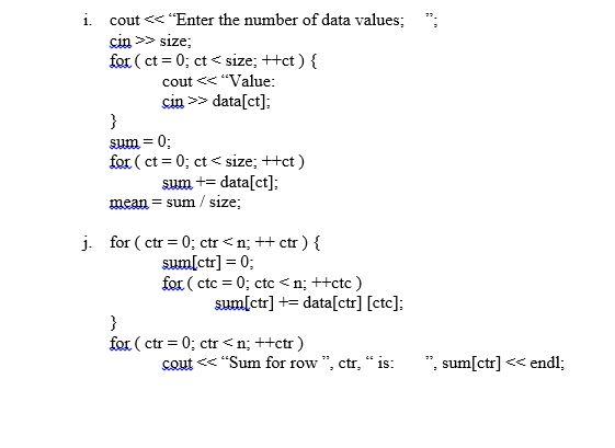 Solved For each of the following code segments: identify | Chegg.com
