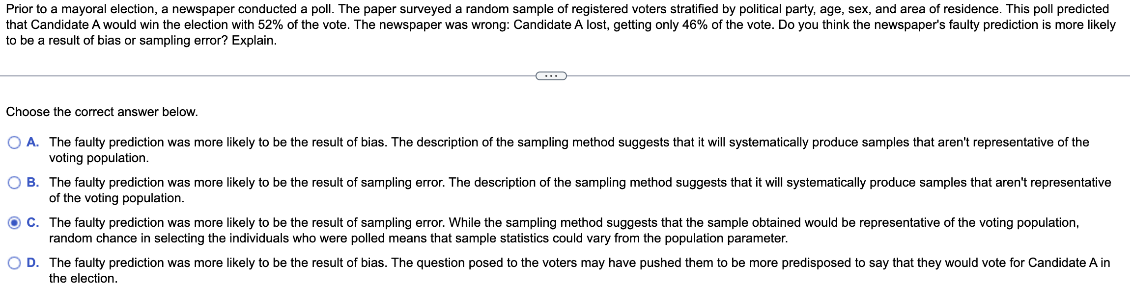 Solved The managers of a large company wished to know the | Chegg.com