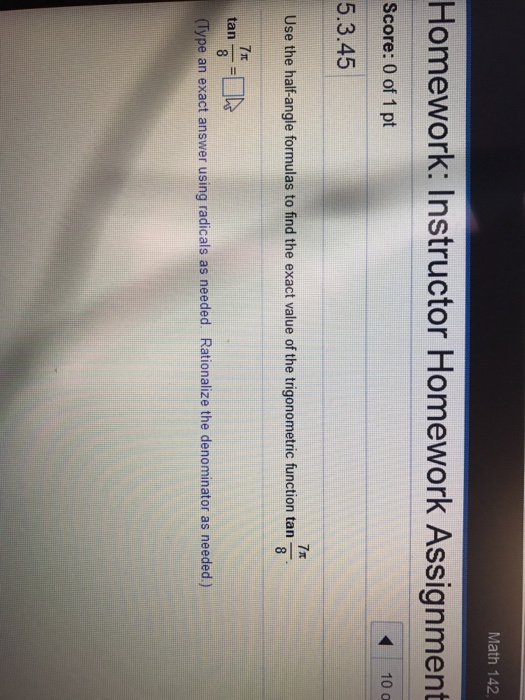 Solved Math 142 Homework Instructor Homework Assignment