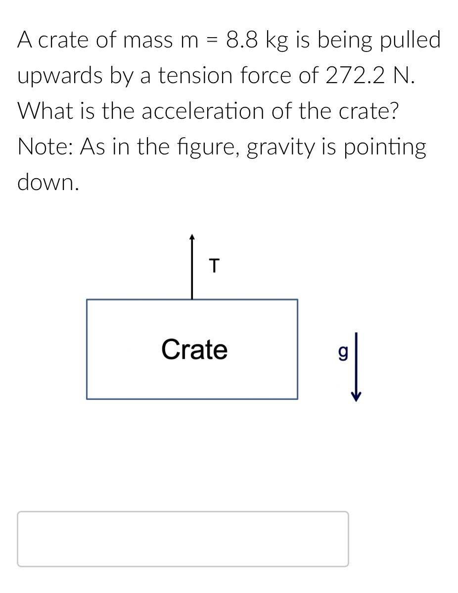 Solved A crate of mass m = 8.8 kg is being pulled upwards by | Chegg.com