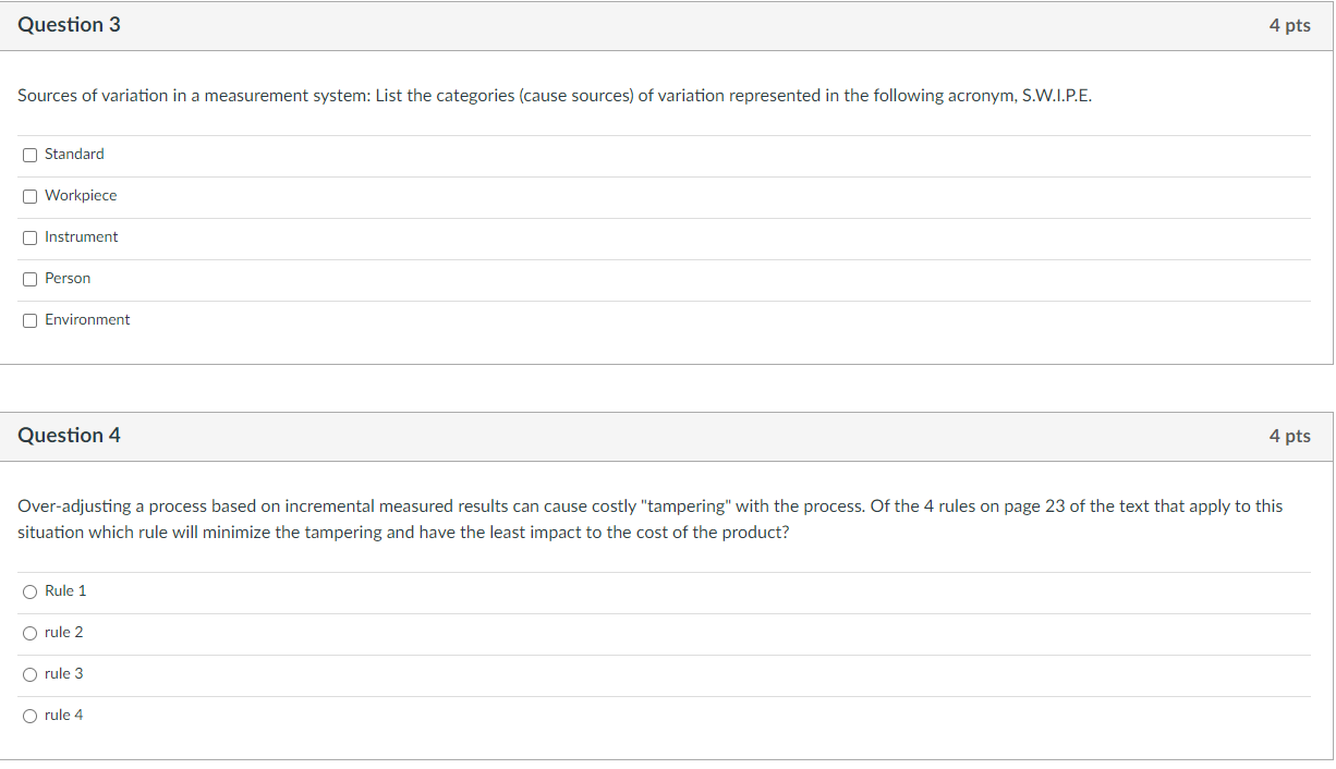 Solved Sources of variation in a measurement system: List | Chegg.com