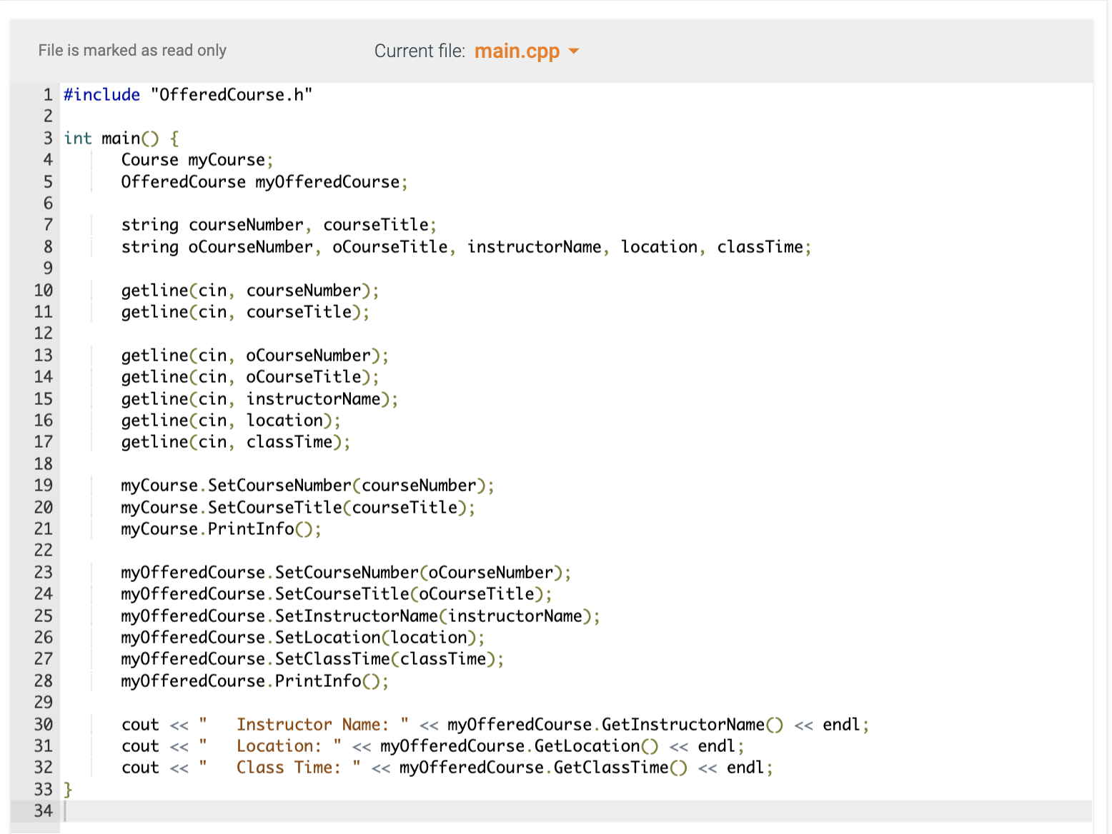Solved 10.13 LAB: Course information (derived classes) Given | Chegg.com