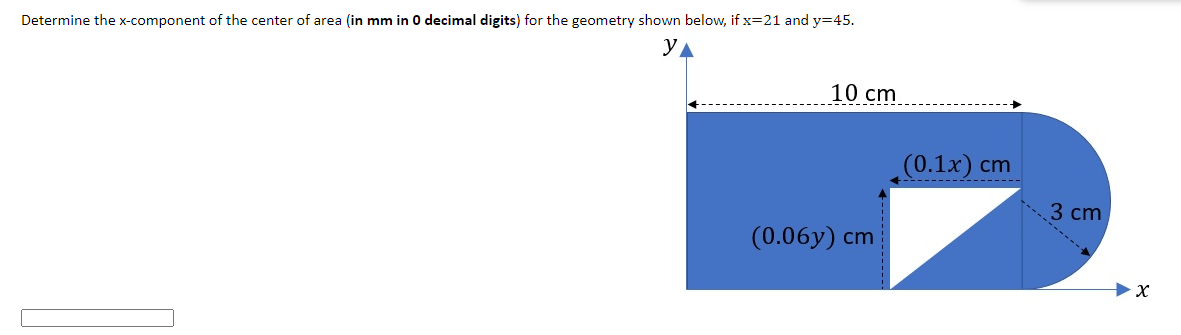 Solved Determine the x-component of the center of area (in | Chegg.com