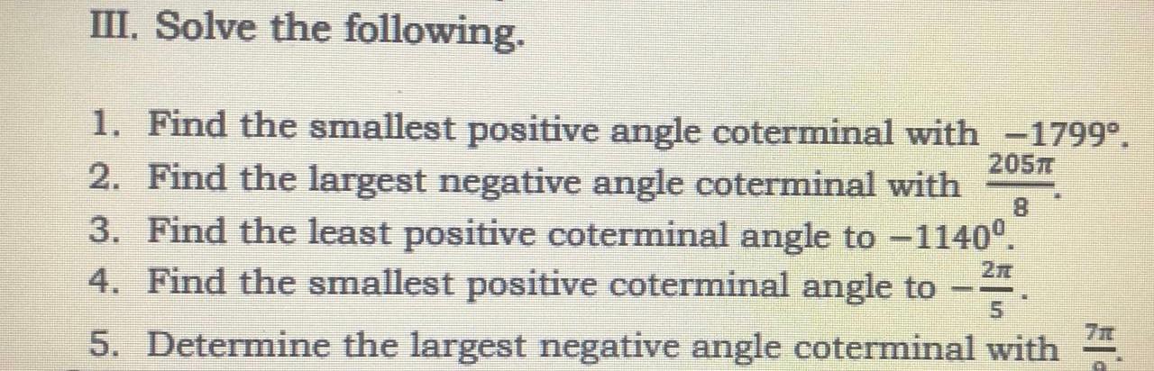 Solved III, Solve the following. 20577 8 1. Find the | Chegg.com