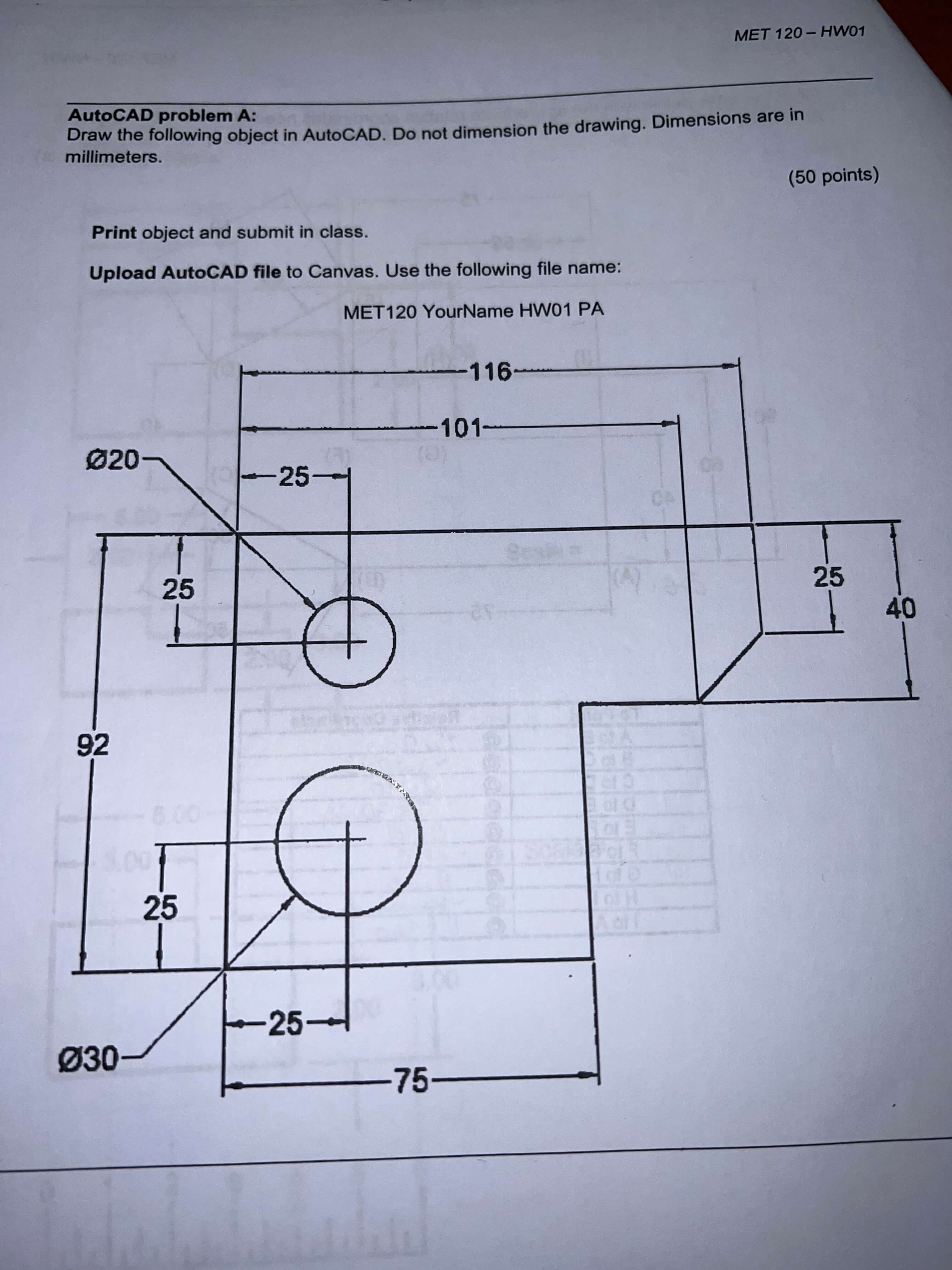 Solved Autocad Problem A Draw The Following Object In