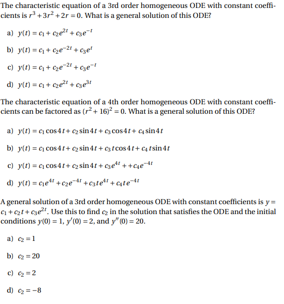 Solved The characteristic equation of a 3rd order | Chegg.com