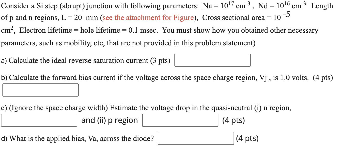Solved Consider a Si step (abrupt) junction with following | Chegg.com