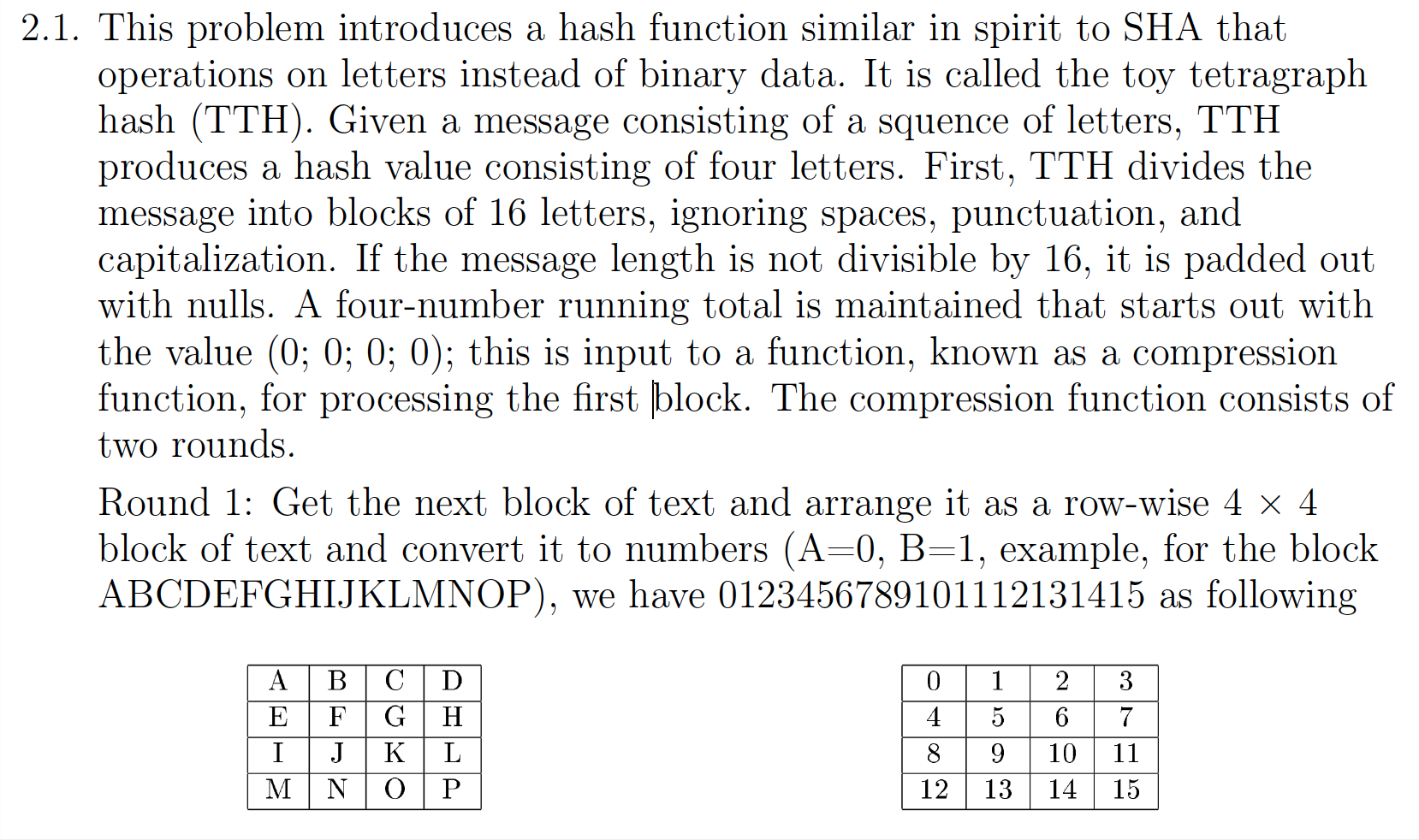 Solved 2.1. This problem introduces a hash function similar | Chegg.com