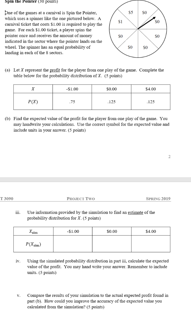 Solved Spin the Pointer (30 points) One of the games at a | Chegg.com