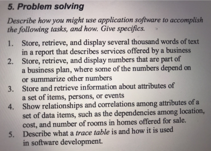 5. Problem solving Describe how you might use | Chegg.com