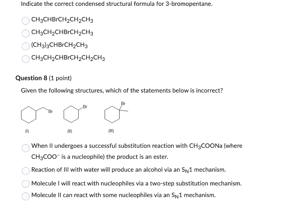 Solved Indicate the correct condensed structural formula for | Chegg.com