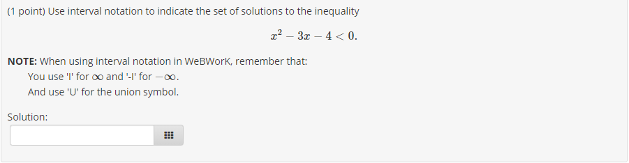 Solved (1 point) Use interval notation to indicate the set | Chegg.com