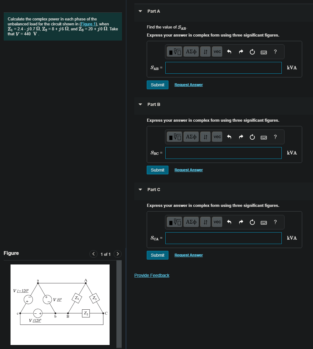 Solved Calculate the complex power in each phase of the | Chegg.com