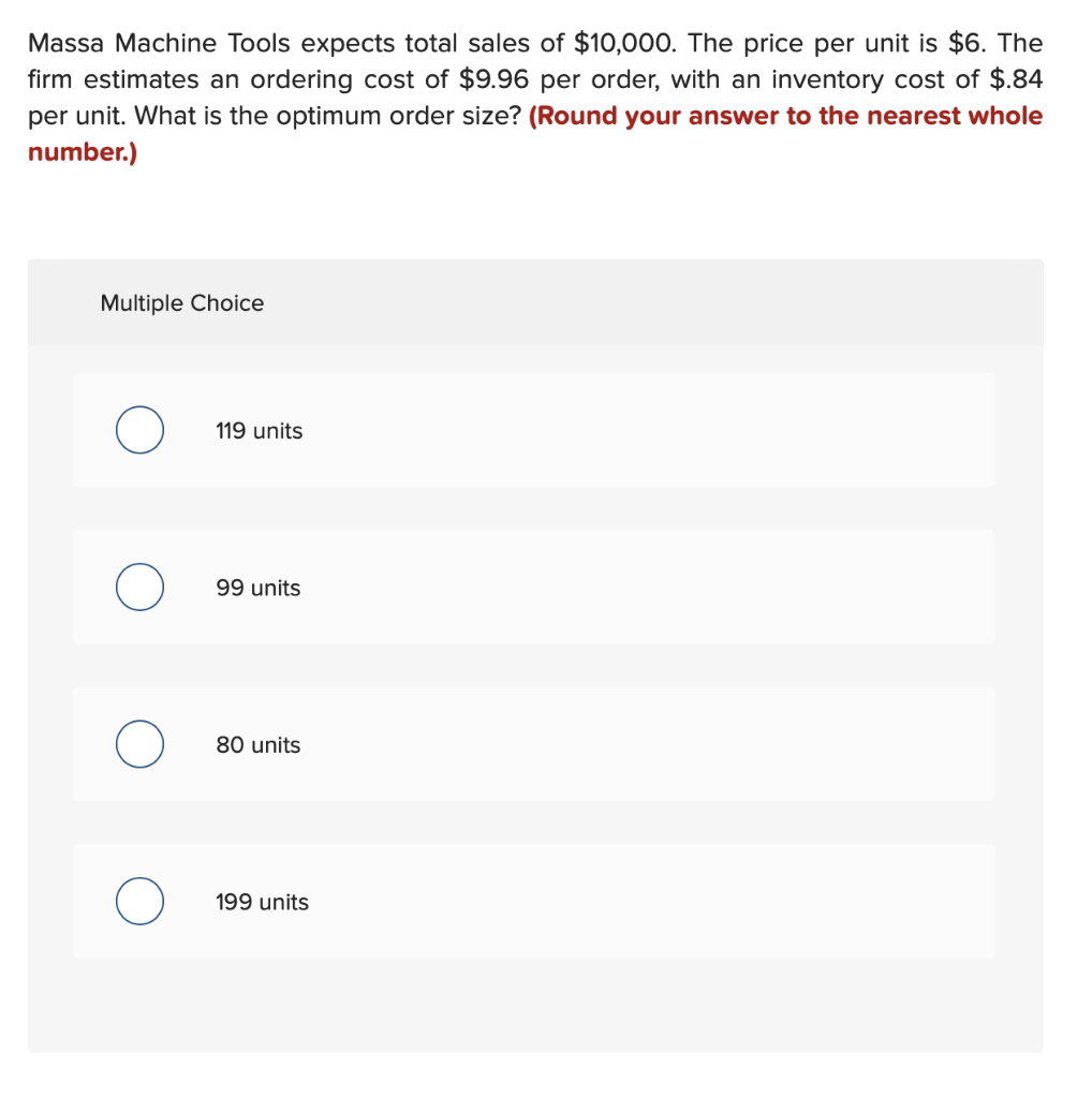 Solved Massa Machine Tools Expects Total Sales Of 10 000 Chegg