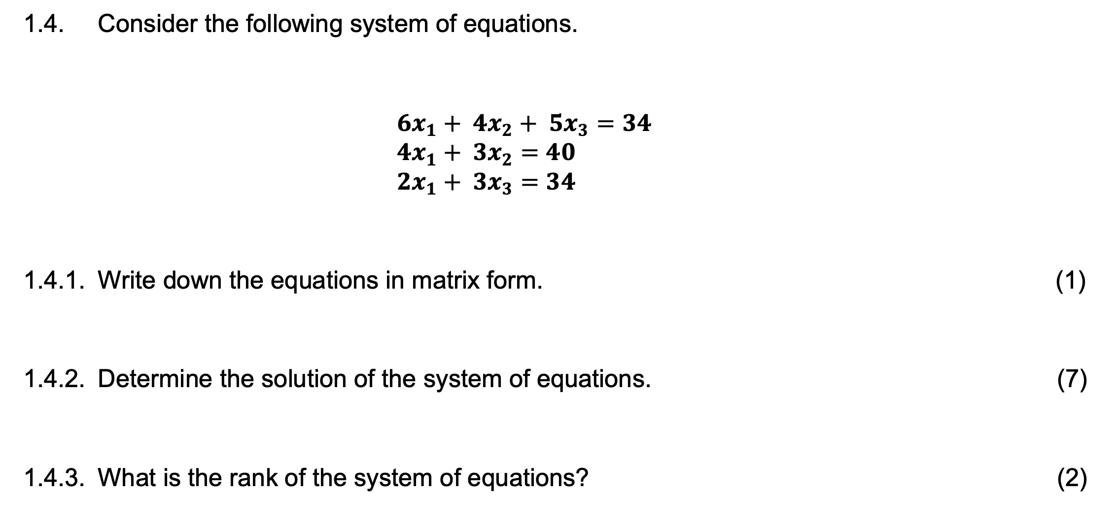 Solved 1.4. ﻿Consider the following system of | Chegg.com
