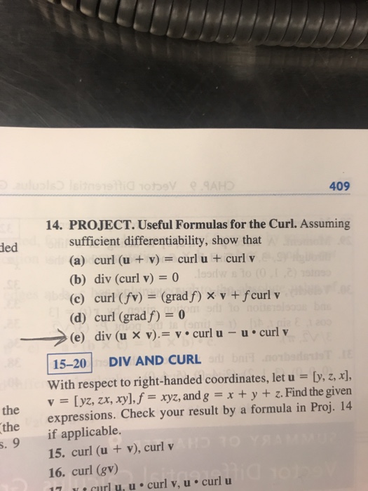 Solved 409 14. PROJECT. Useful Formulas for the Curl. | Chegg.com