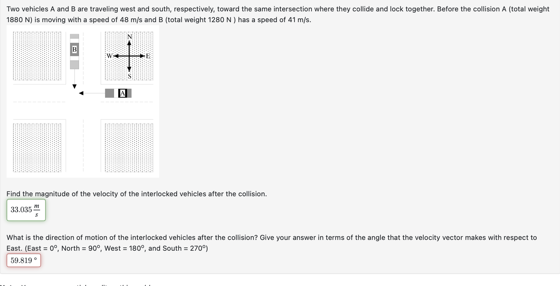 Solved Two vehicles A and B are traveling west and south, | Chegg.com
