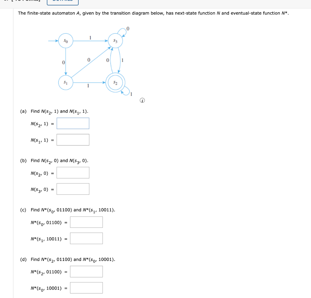Solved The Finite State Automaton A Given By The Transition