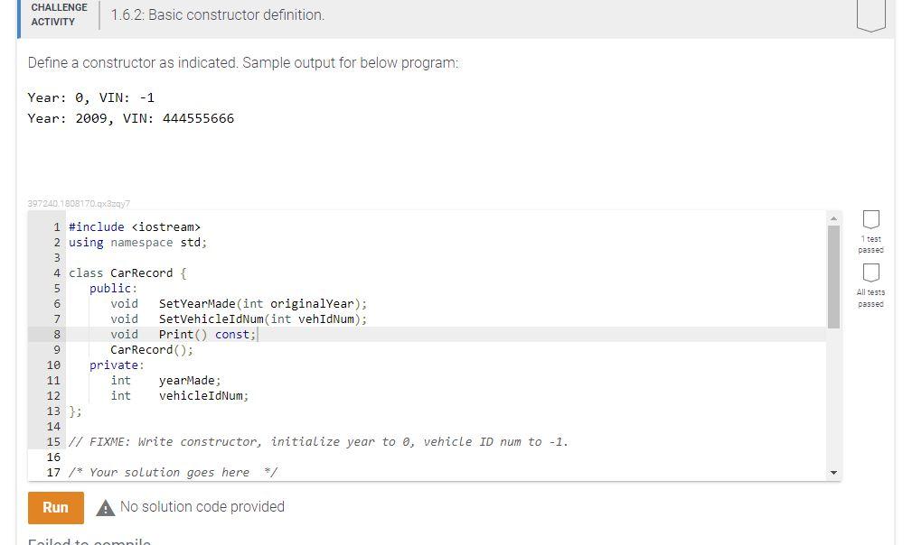 Solved #include using namespace std; class | Chegg.com