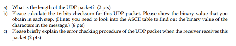 Solved P5. (10 pts) Consider calculating the checksum for a | Chegg.com
