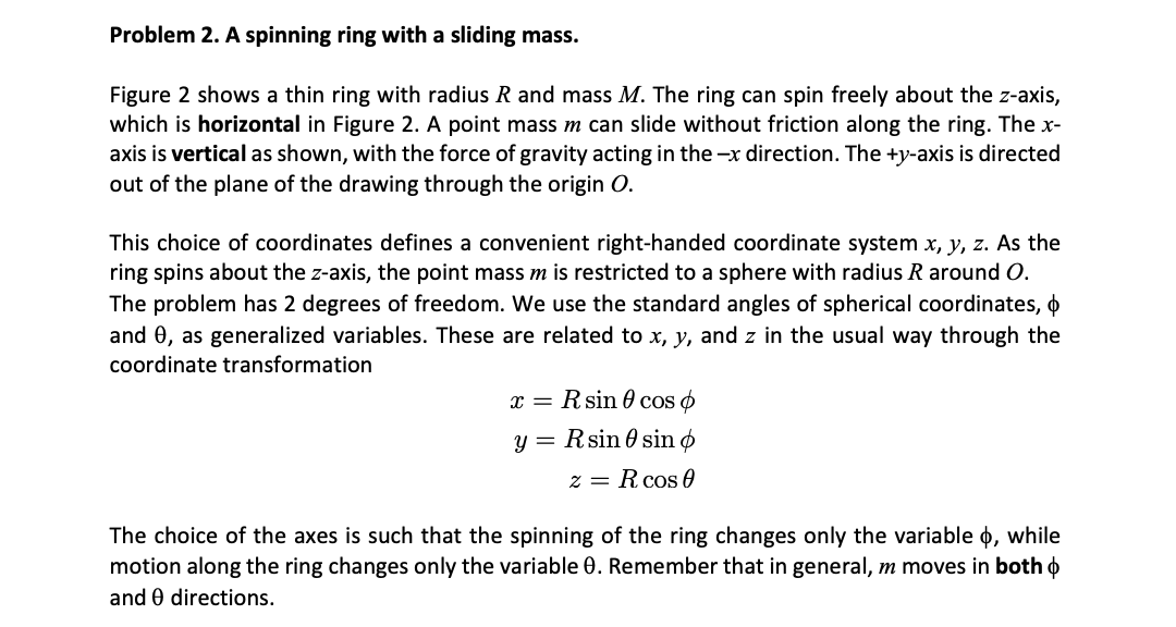 Solved Problem 2. A spinning ring with a sliding mass. | Chegg.com