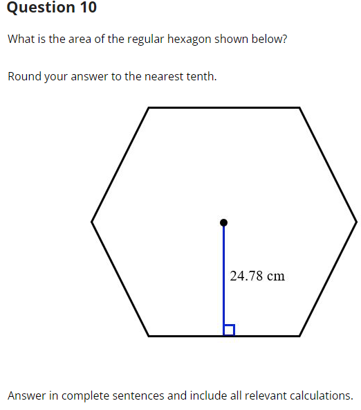 Solved What is the area of the regular hexagon shown below? | Chegg.com