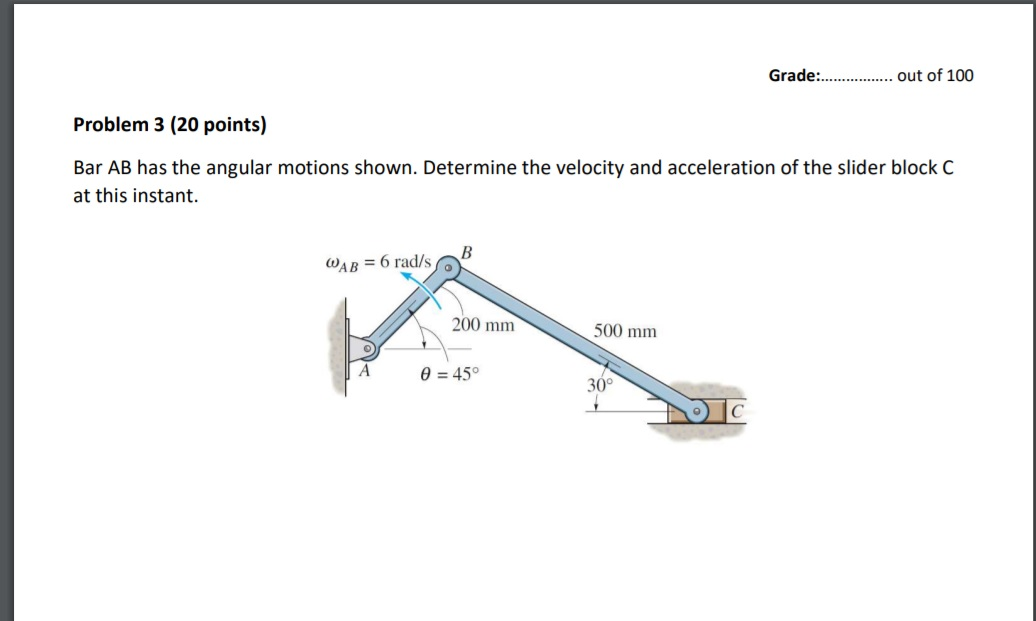 Solved Bar AB has the angular motions shown. Determine the | Chegg.com