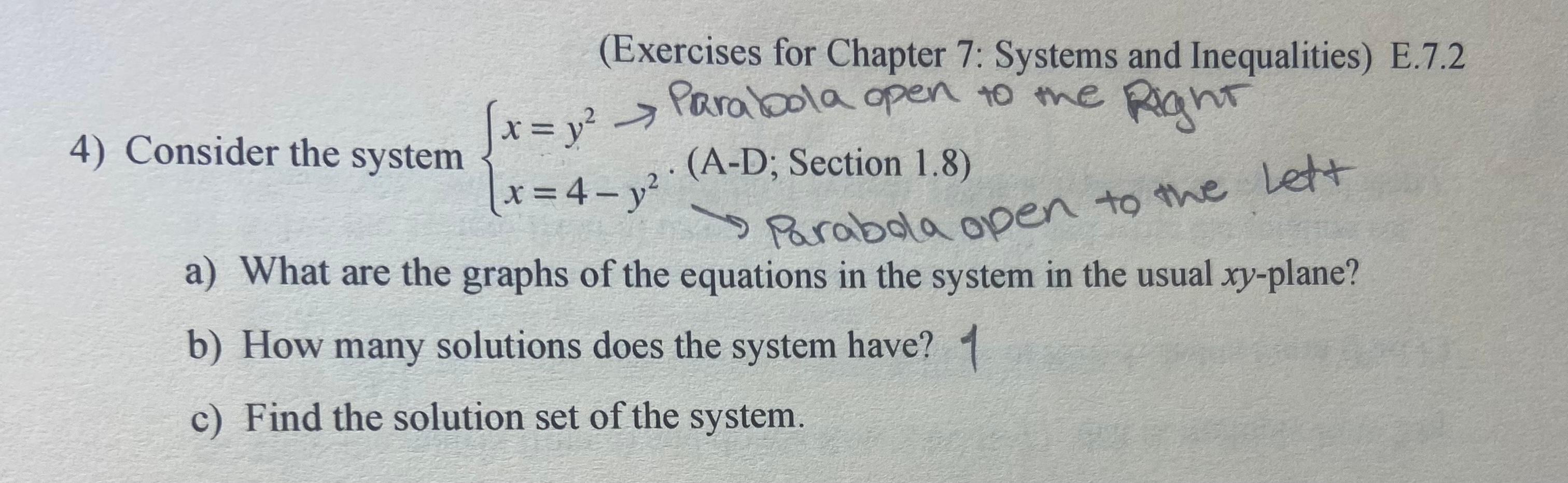 Solved (Exercises for Chapter 7: Systems and Inequalities) | Chegg.com