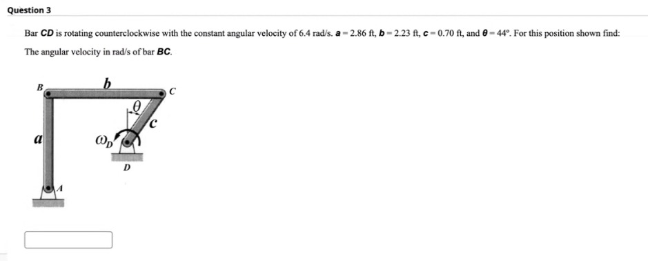 Solved Bar CD is rotating counterclockwise with the constant | Chegg.com