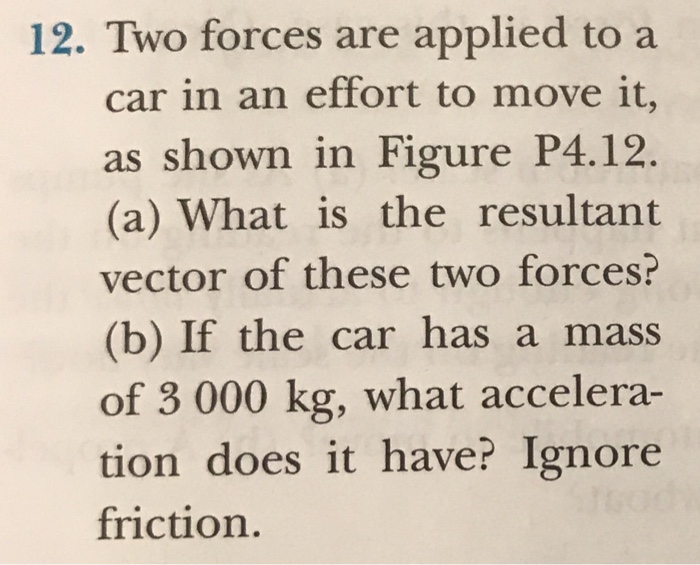 Solved 12. Two forces are applied to a car in an effort to | Chegg.com