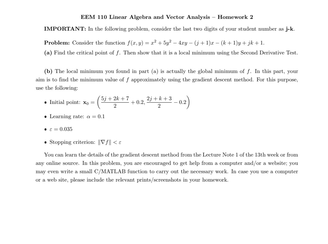 Solved EEM 110 Linear Algebra and Vector Analysis - Homework | Chegg.com