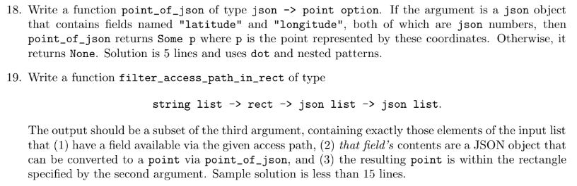 18. Write a function point_of_json of type json -> | Chegg.com