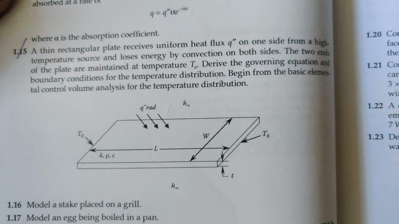 Solved absorbed at a rat q=q"ook 1.20 Cor face the where a | Chegg.com