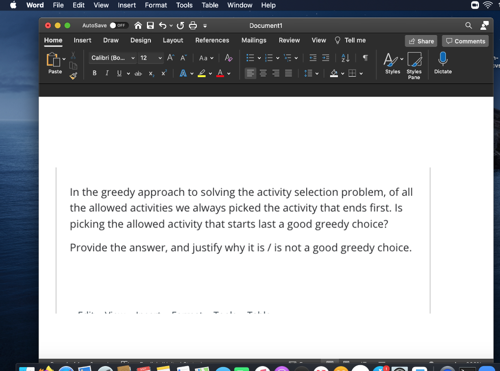 Solved Word File Edit View Insert Format Tools Table Window | Chegg.com
