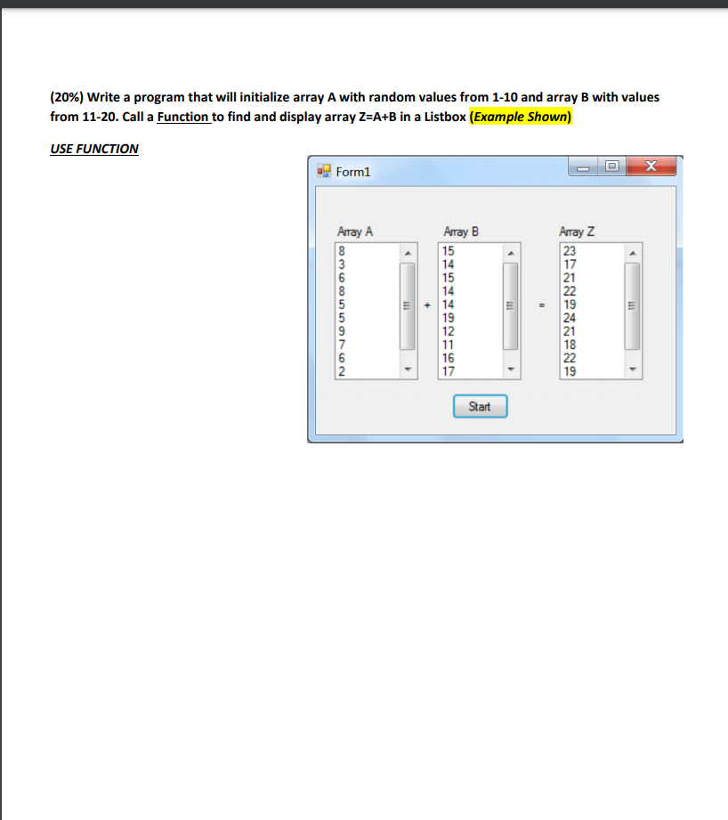 Solved (20%) Write a program that will initialize array A | Chegg.com