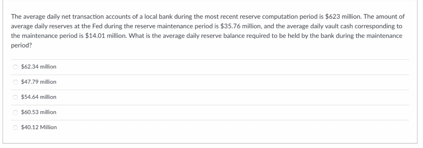 Solved The average daily net transaction accounts of a local | Chegg.com